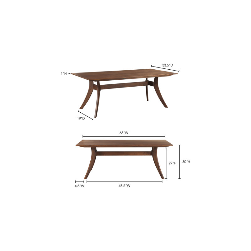 George Oliver Ryelynn 63" Walnut Solid Wood Dining Table & Reviews - Wayfair Canada